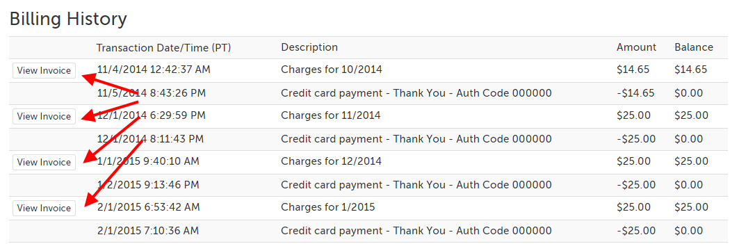 SecureVideo - Billing: download previous months' activity and invoices